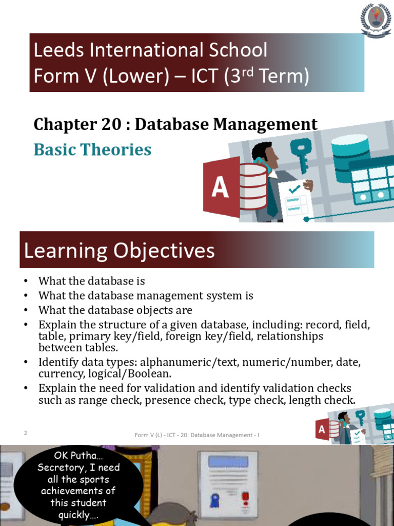 Form V (L) - ICT - Chapter 20 Database I | PDF | Databases | Table (Database)
