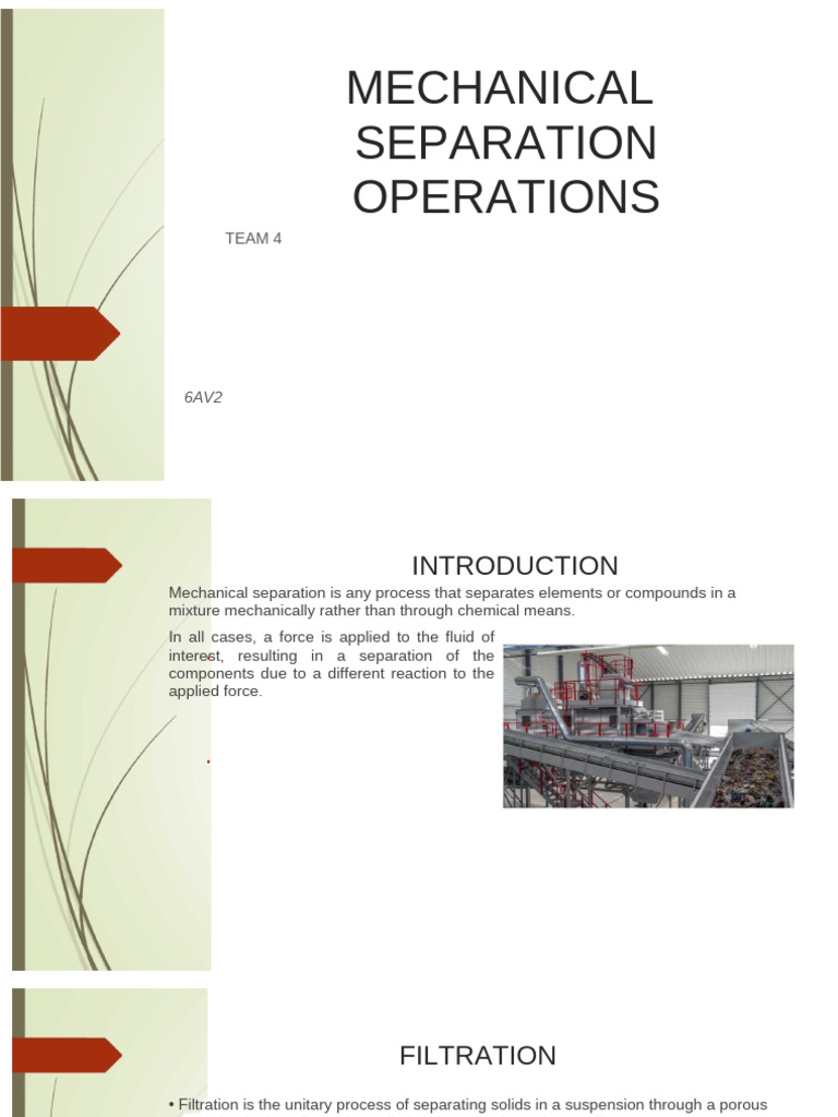 Mechanical Separation Operations | PDF | Membrane | Filtration