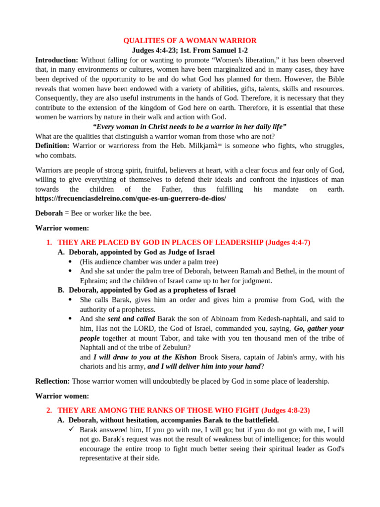 Qualities of a Woman Warrior | PDF