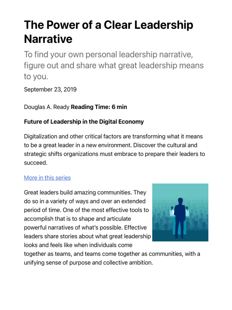 Crafting Your Leadership Narrative | PDF | Leadership | Narrative