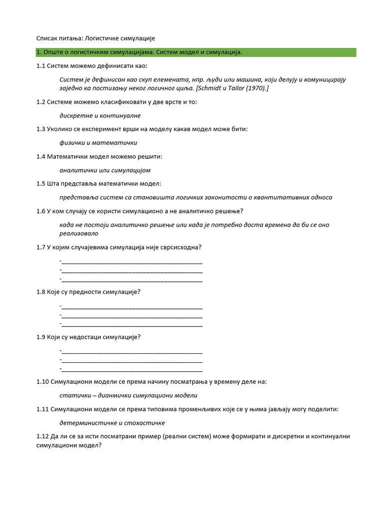 Spisak Pitanja Po Oblastima | PDF