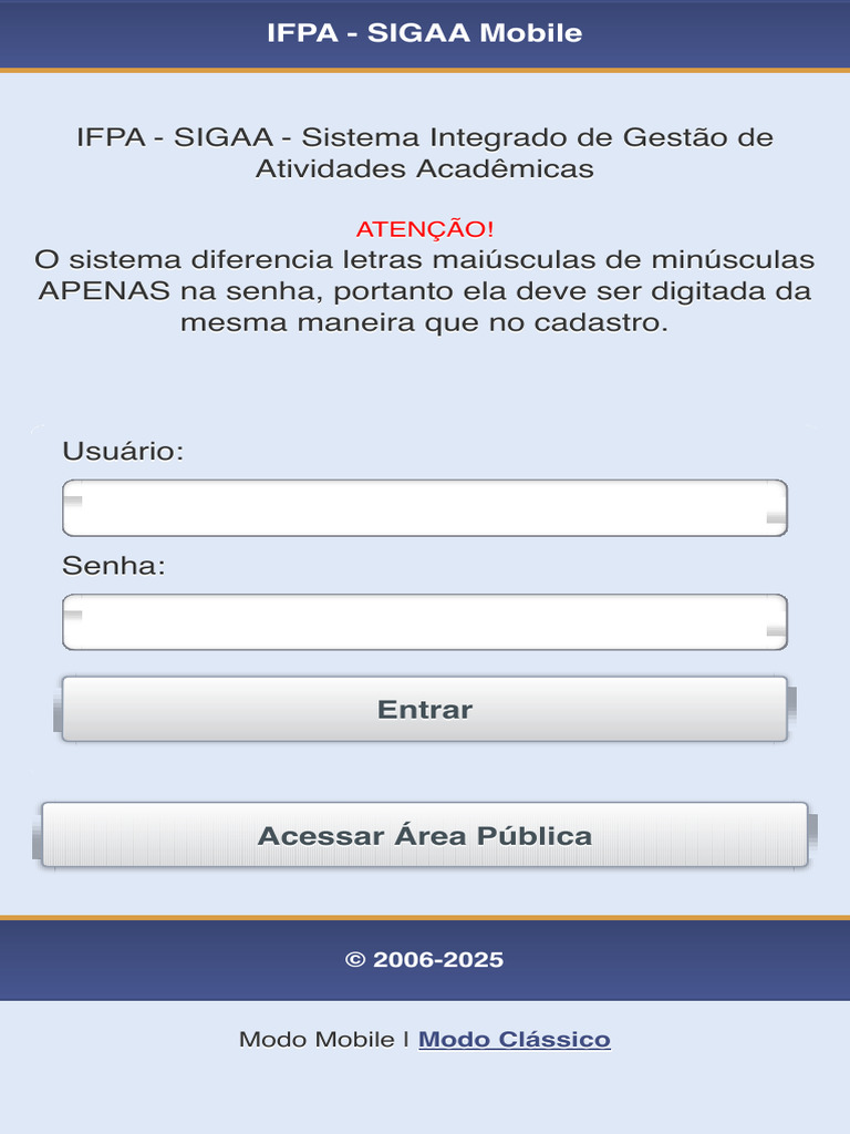Sigaa Mobile | PDF