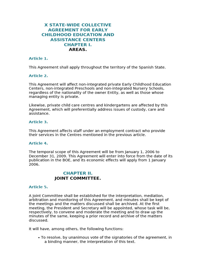 Collective Agreement For Early Childhood Education | PDF | Employment ...