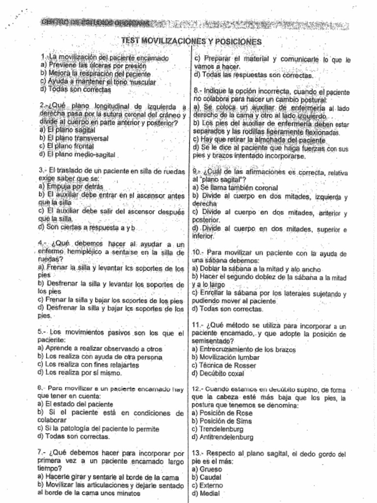 Test Movilidad y Posicon | PDF