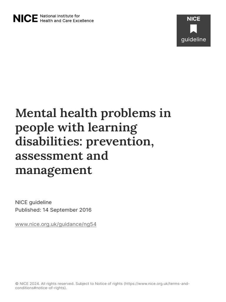Mental Health in Learning Disabilities | PDF | Caregiver | Mental Health