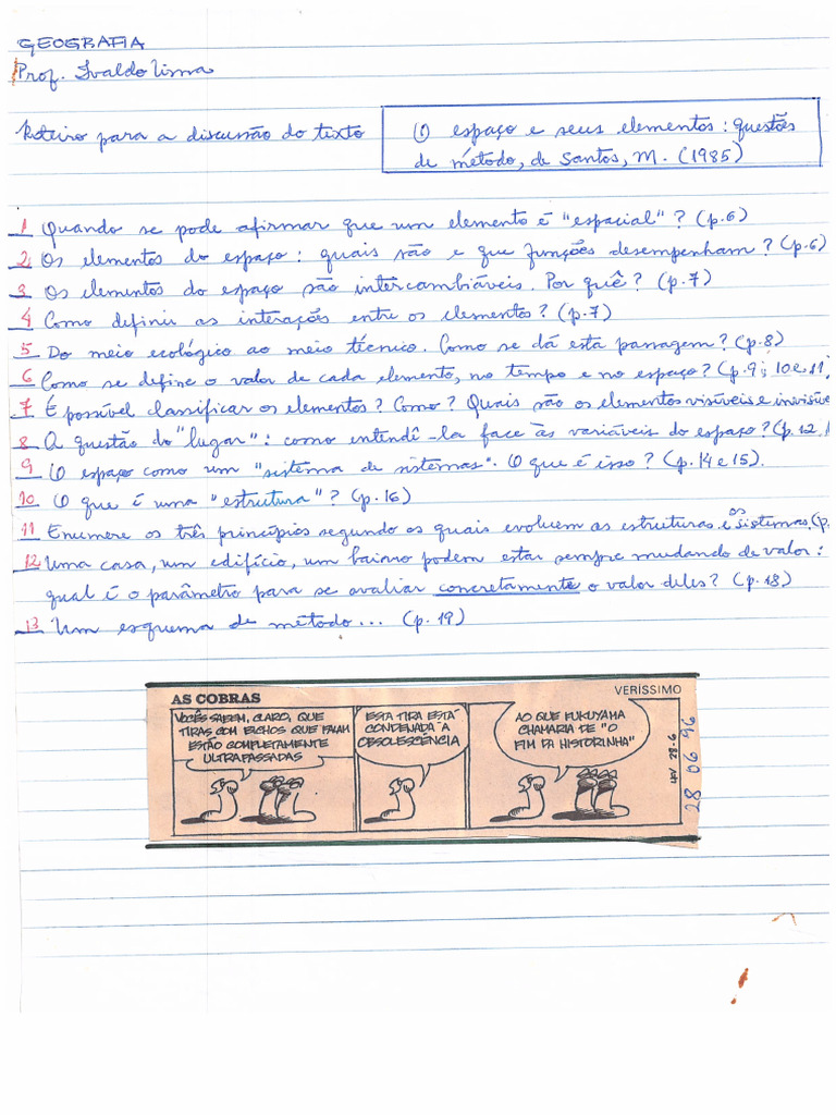 Geo História Elementos Espaço Santos Roteiro (2) | PDF