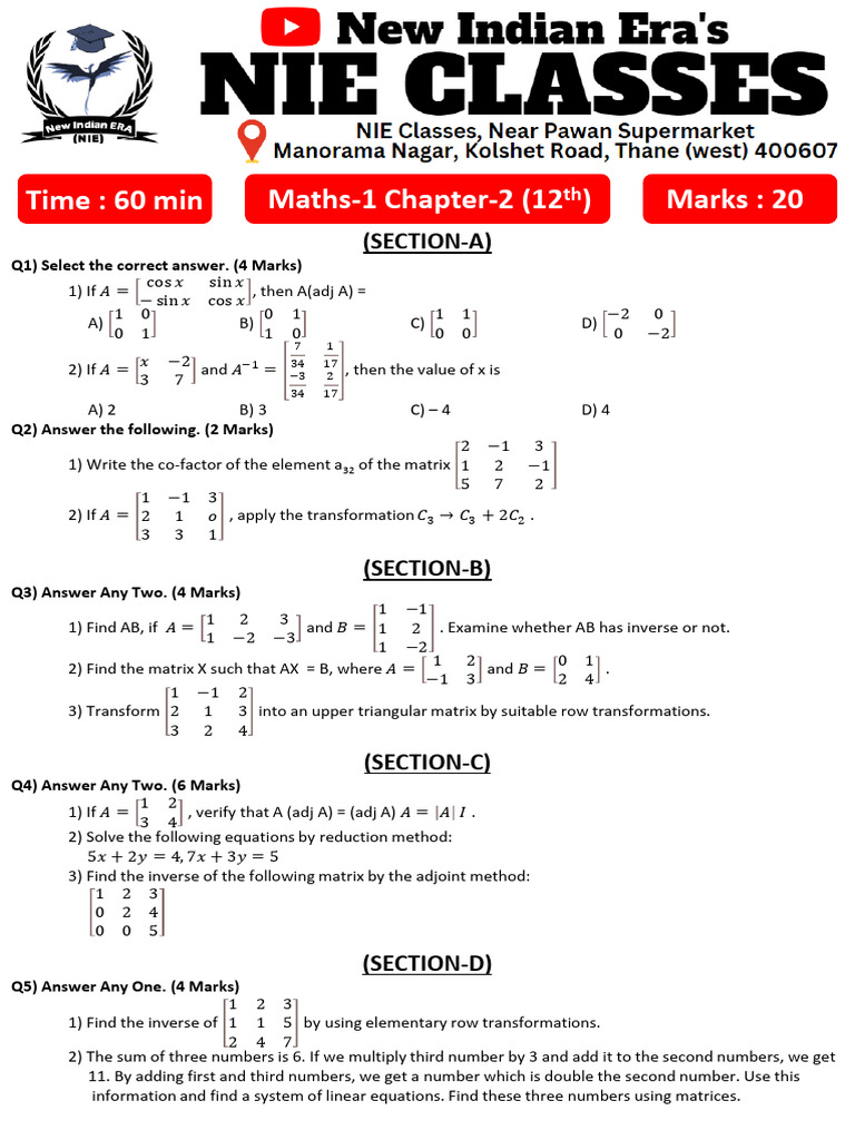 CHAPTER 2. MATRICES | PDF | Matrix (Mathematics) | Matrix Theory