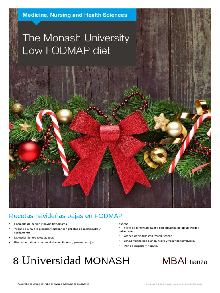Recetas Navideñas de La Dieta Low FODMAP de La Universidad de Monash | PDF | ensalada | Panes