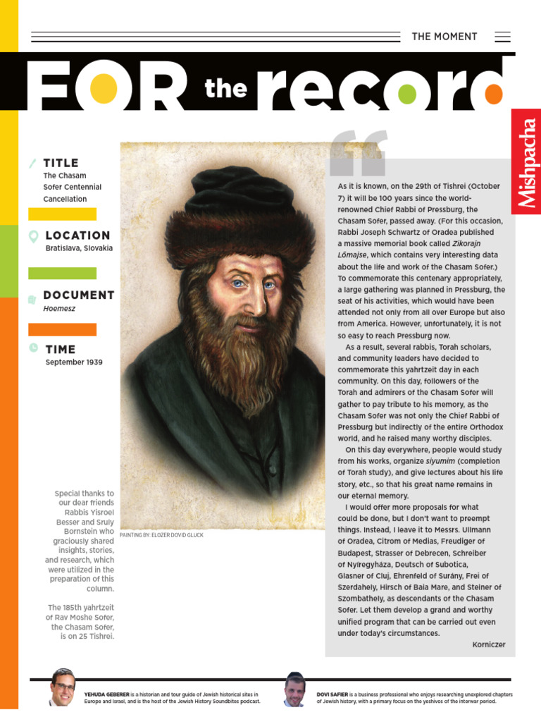 The Chasam Sofer Centennial Cancellation - Jewish Heritage Europe | PDF ...