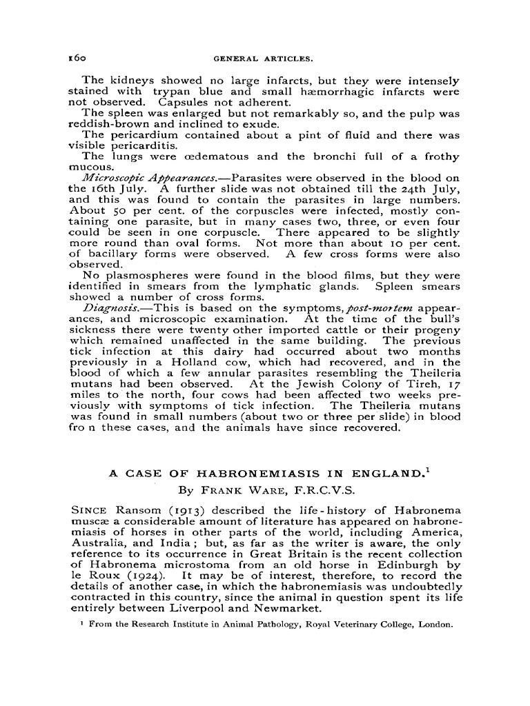 A Case of Habronemiasis in England | PDF | Medical Specialties ...