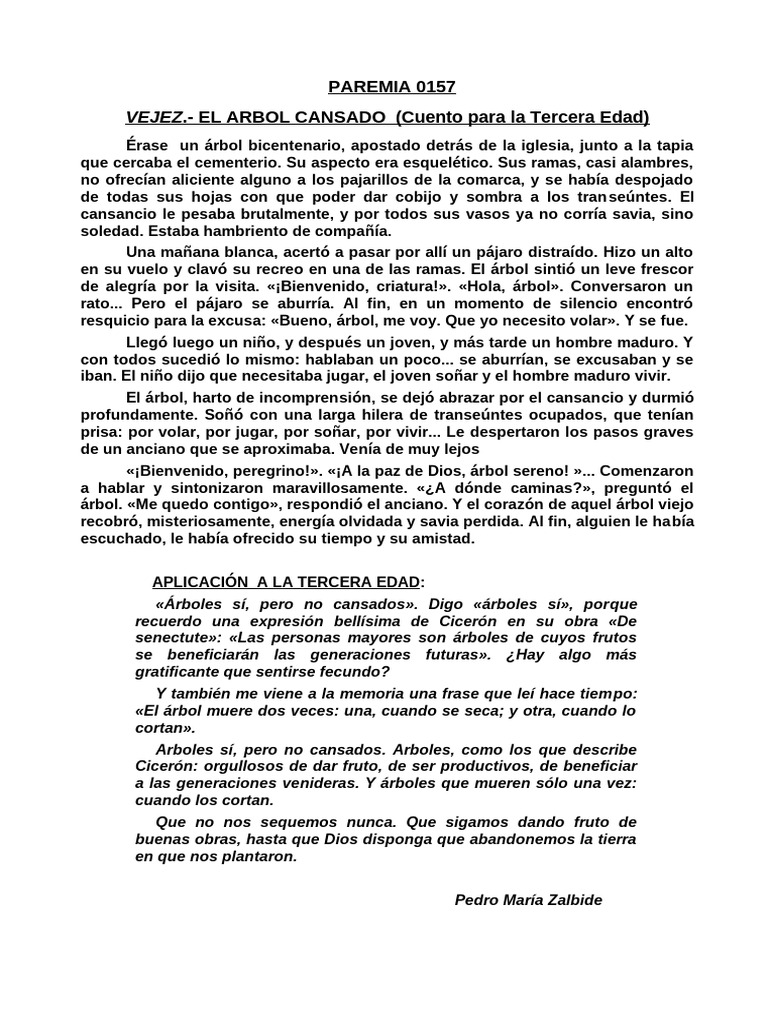 Paremia 0157 Vejez (El Arbol Cansado) | PDF