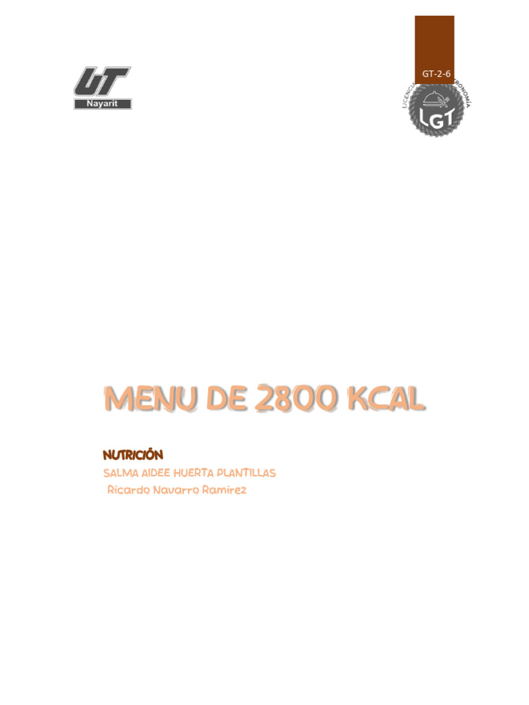 Menú de 2800 Kcal | PDF | gordo | Fruta