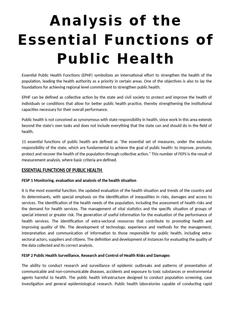 Essential Functions in Public Health | PDF | Public Health | Risk