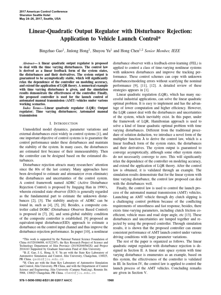 LQR for Vehicle Launch Control | PDF | Control Theory | Clutch