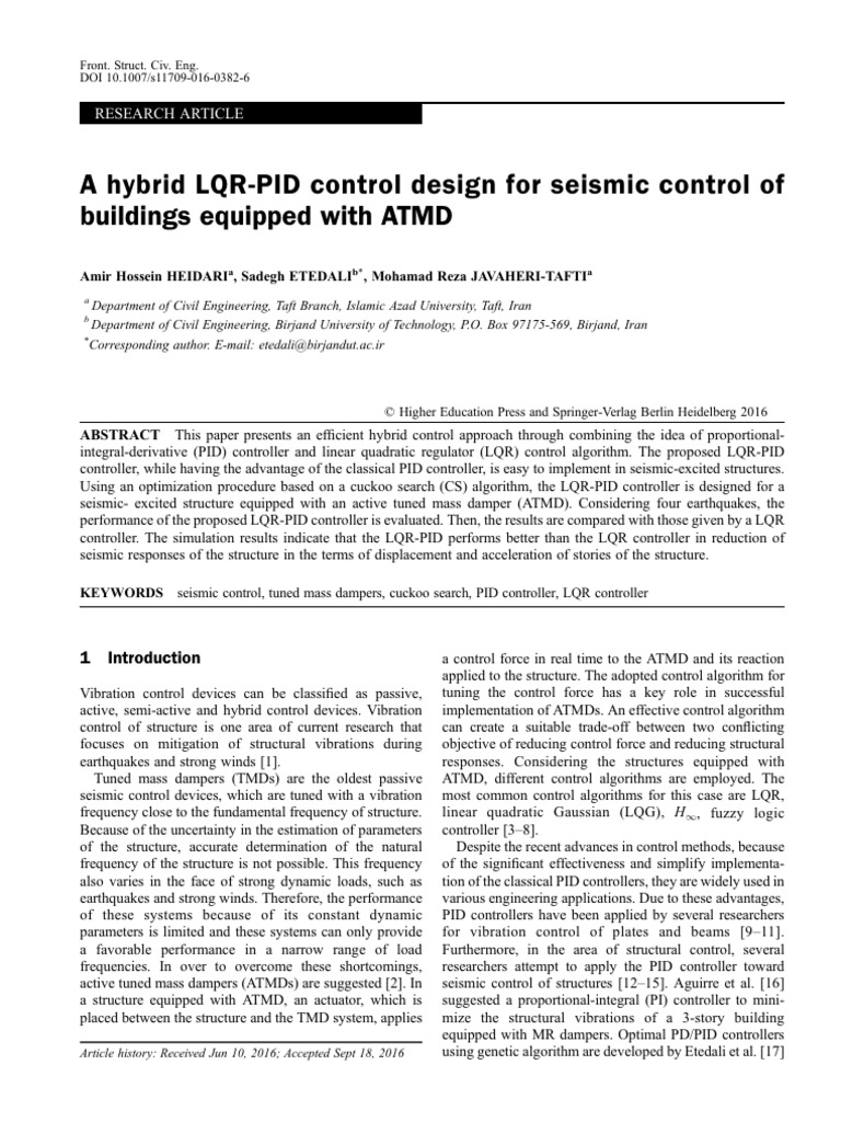 A0 A Hybrid LQR-PID Control Design For Seismic Control of | PDF ...