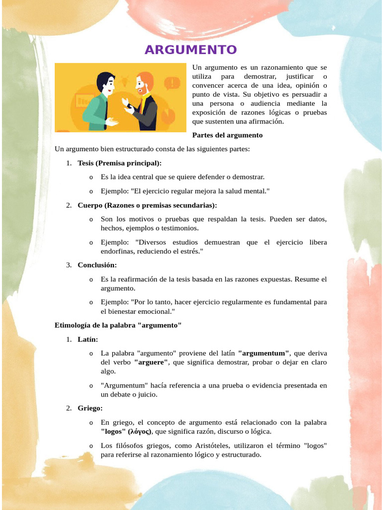 Definición y partes del argumento | PDF