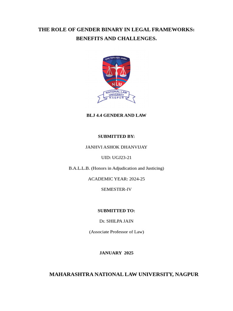 THE ROLE OF GENDER BINARY IN LEGAL FRAMEWORKS | PDF | Gender Identity ...