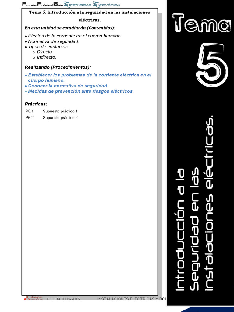 FPB - TEMA 5 Prevencion Electric PRL | PDF | Aislador (Electricidad) | Corriente eléctrica