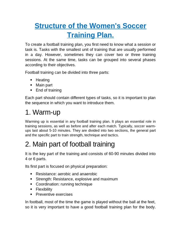 Structure of The Women's Football Training Plan | PDF | Physical ...