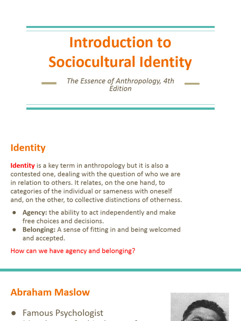 Introduction To Sociocultural Identity | PDF