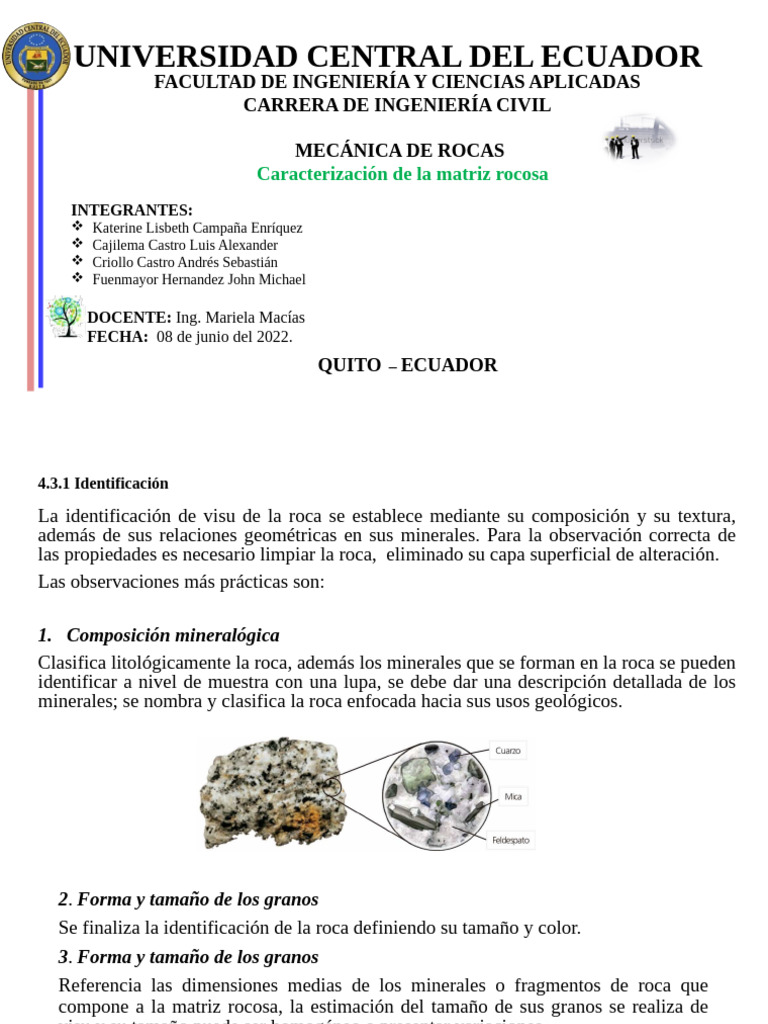 Grupo 3 - Caracterización Del Macizo Rocoso | PDF | Roca (geología ...