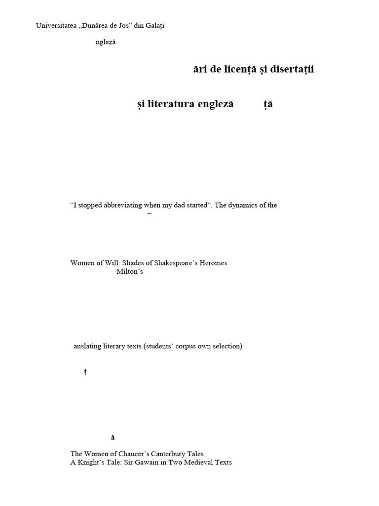 Teme Licenta Si Disertatii Engleza 2024-2025 | PDF | English Language | Translations