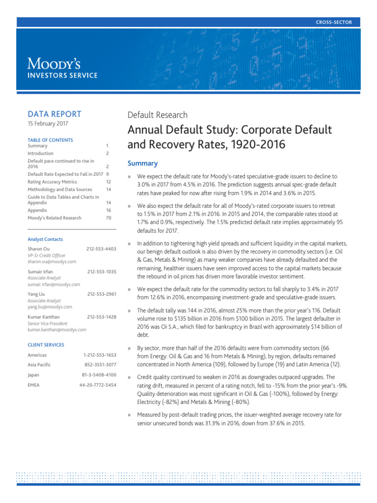 Corporate Default Rates 1920-2016 Analysis | PDF | Bonds (Finance) | Debt