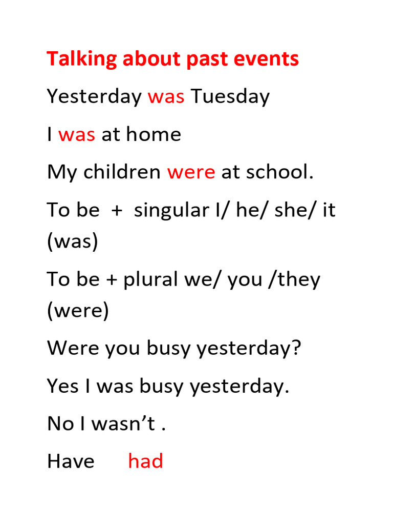 Talking About Past Events | PDF