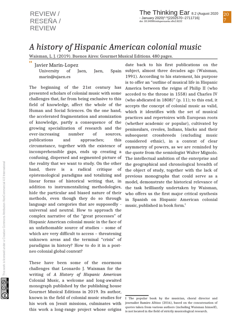 History of Hispanic American Colonial Music | PDF