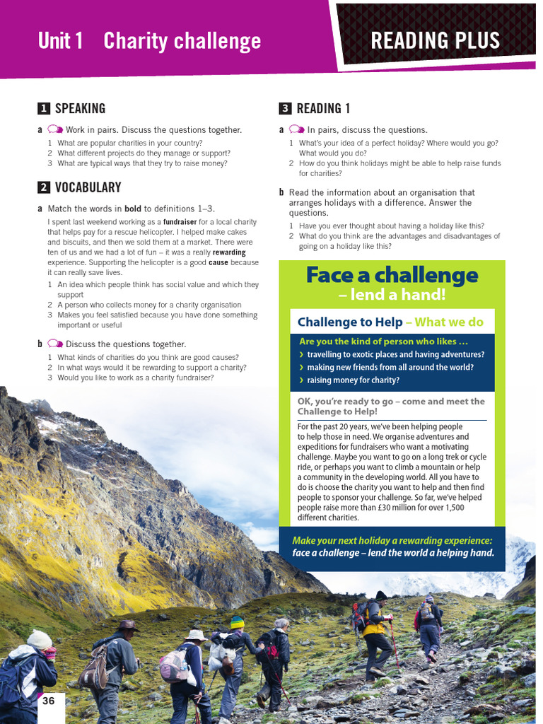 Unit 1 - Charity Challenge - Empower B2 Reading Plus-1-2 | PDF