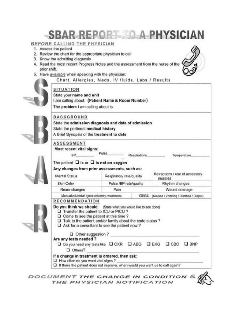 SBAR Report To Physician-Teach | PDF