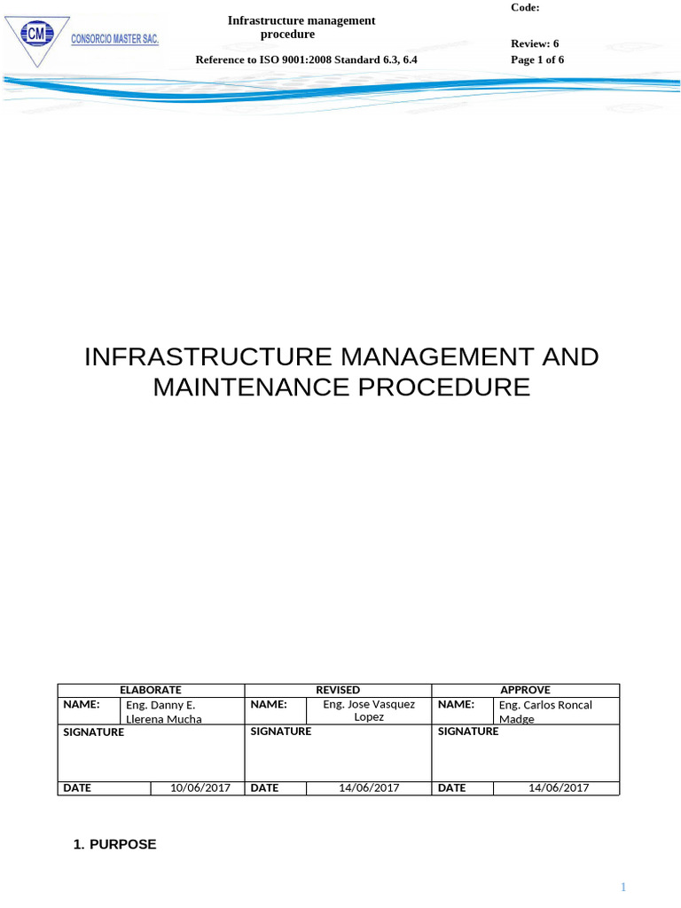 Infrastructure Management Procedure | PDF | Infrastructure