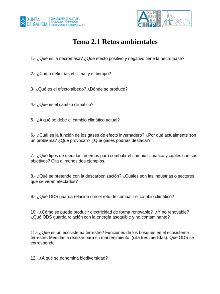 Tema 2. Retos Ambientales | PDF