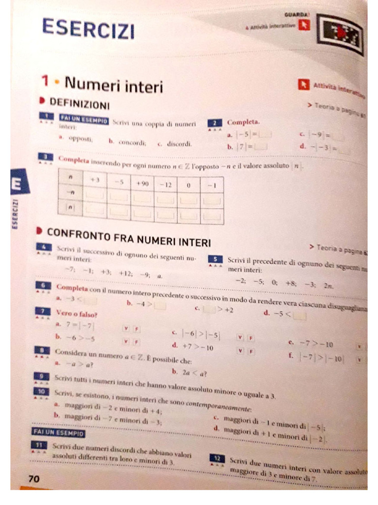 numeri interi esercizi 1 | PDF