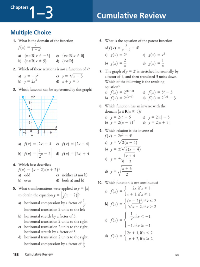 Chapters 1 To 3 - Cumulative Review | PDF | Function (Mathematics ...