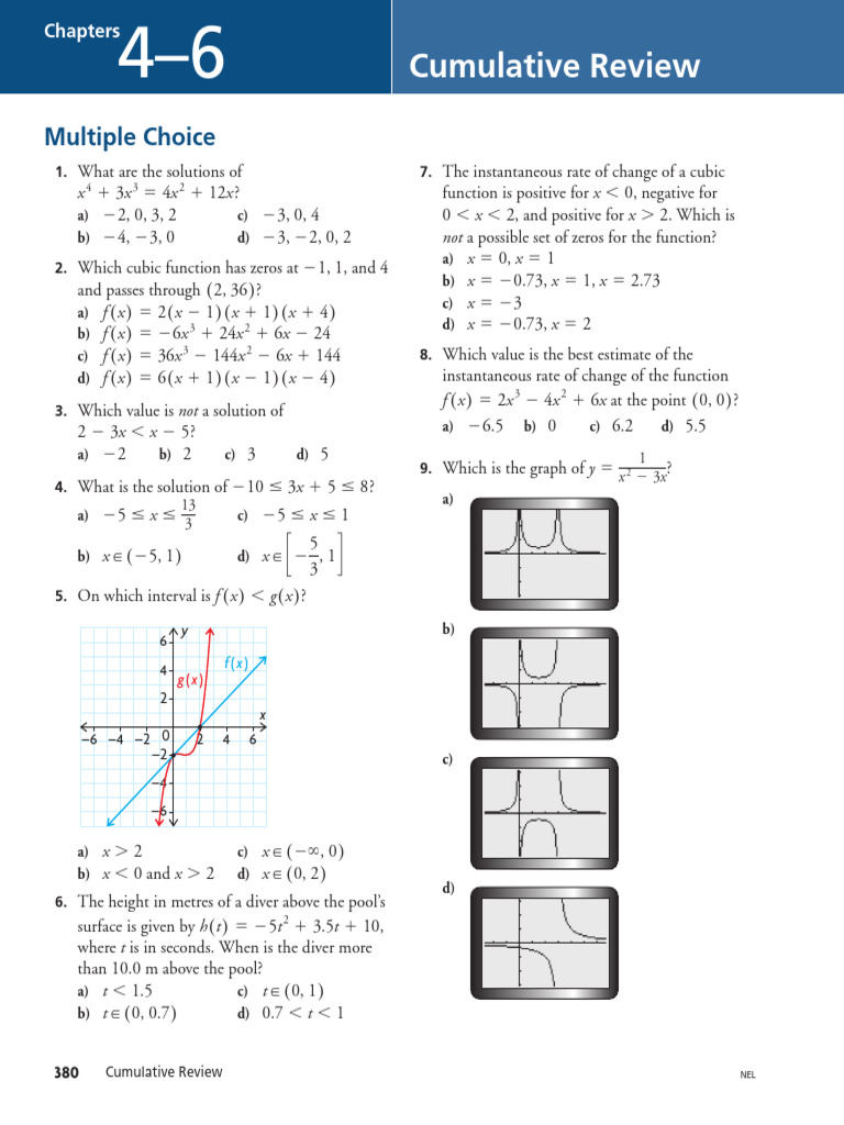 Chapters 4 To 6 - Cumulative Review | PDF | Trigonometric Functions | Mathematical Analysis