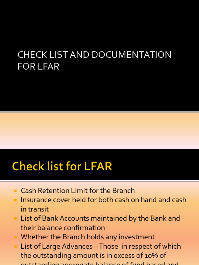 LFAR Audit Checklist and Documentation Guide | PDF | Debits And Credits ...