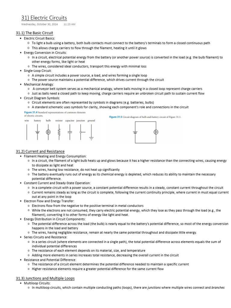 Ch31 Notes | PDF | Electric Current | Voltage