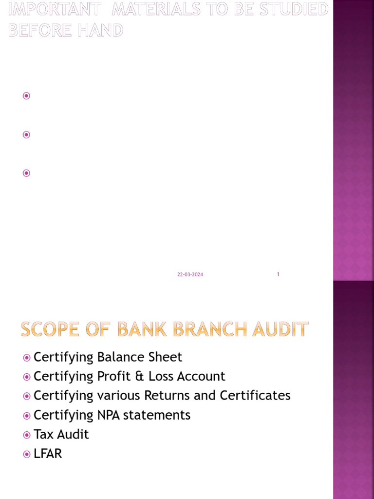 Effective planning for Bank Branch Audit | PDF | Debits And Credits | Audit