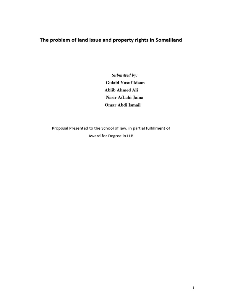 The Problem of Land Issue and Property R | PDF | Somalia | Governance