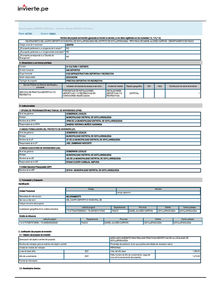 FORMATO N° 07-A APROBADO | PDF | Inversiones | Economias