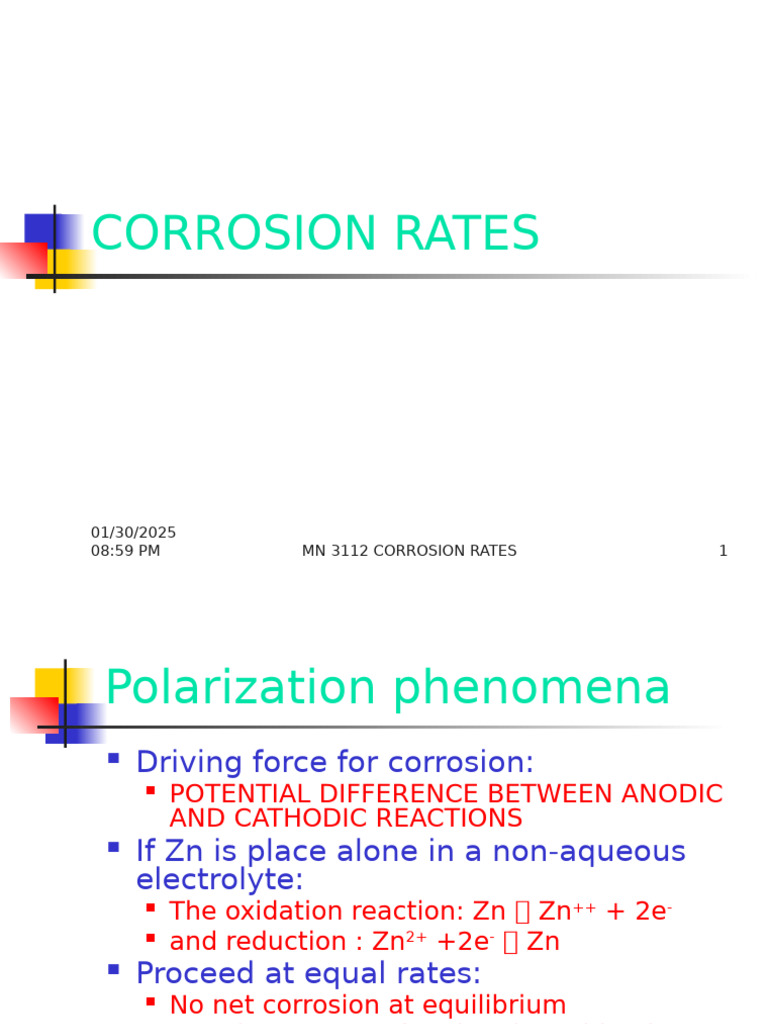 Lecture 2. Corrosion Rates | PDF | Anode | Corrosion