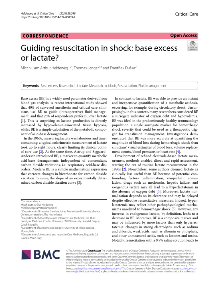 Resucitación en Shock | PDF | Shock (Circulatory) | Lactic Acid