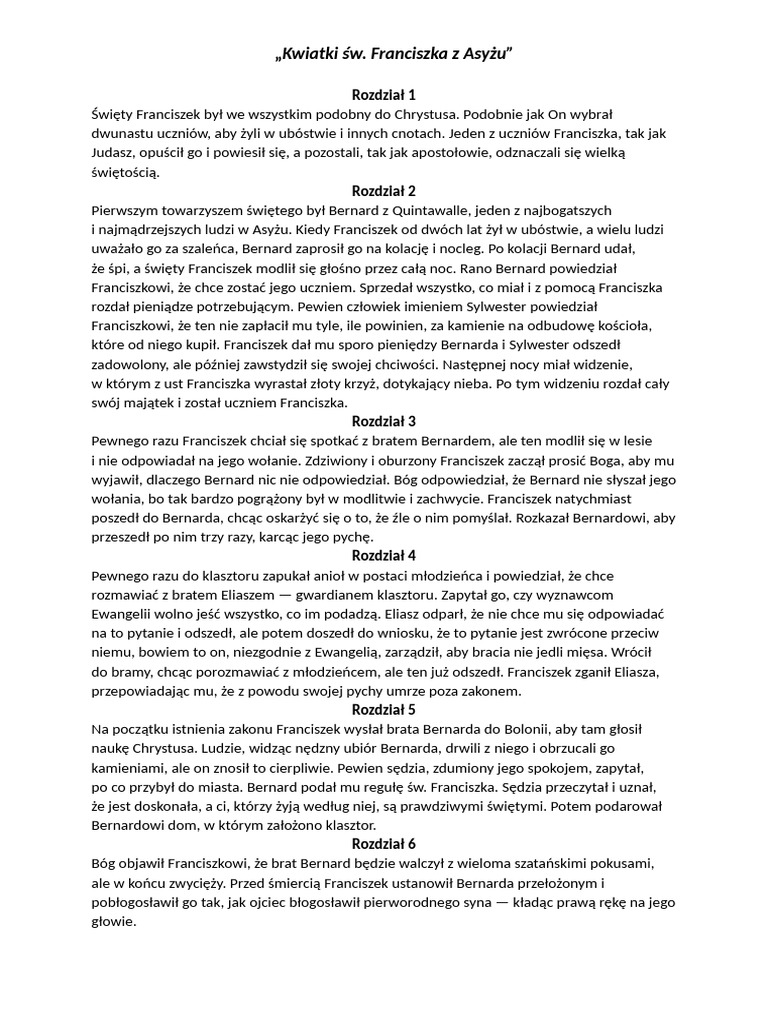 Kwiatki Św. Franciszka Z Asyżu | PDF