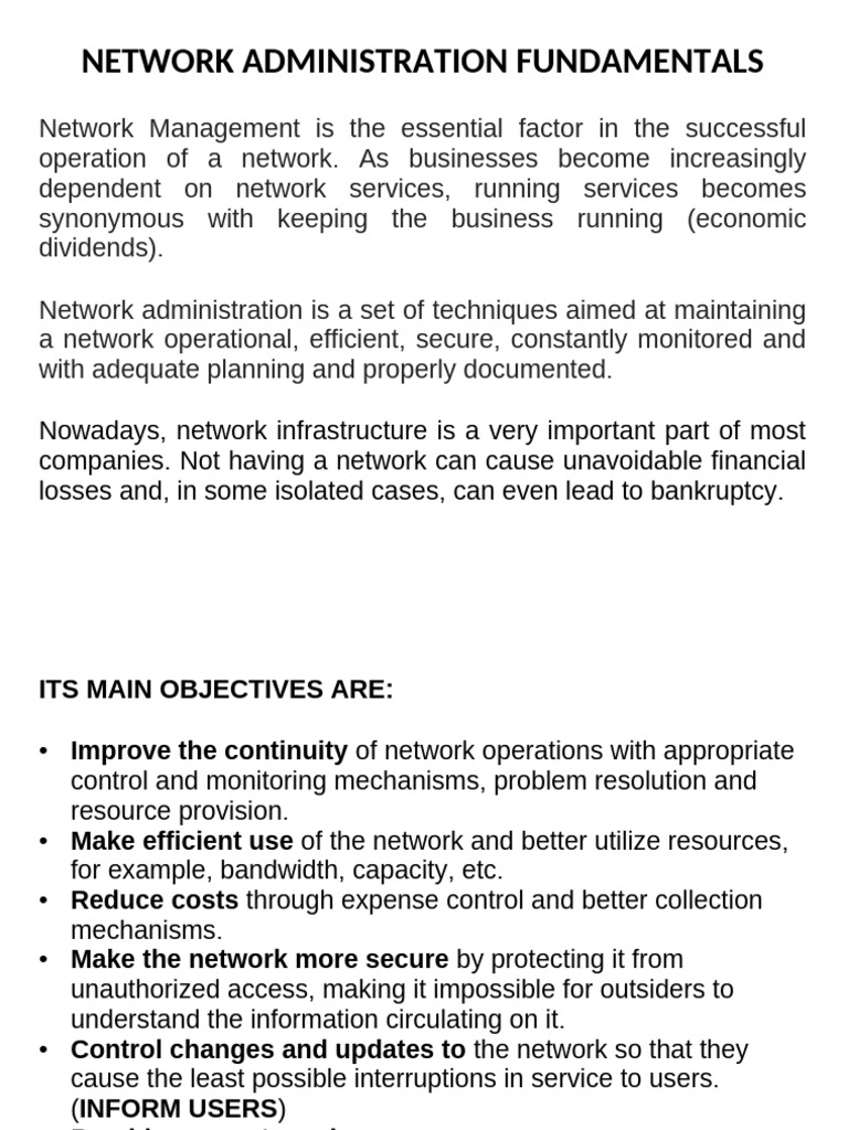 Chapter 1. Fundamentals of Network Administration PDF | PDF | Computer Network | Computer Networking