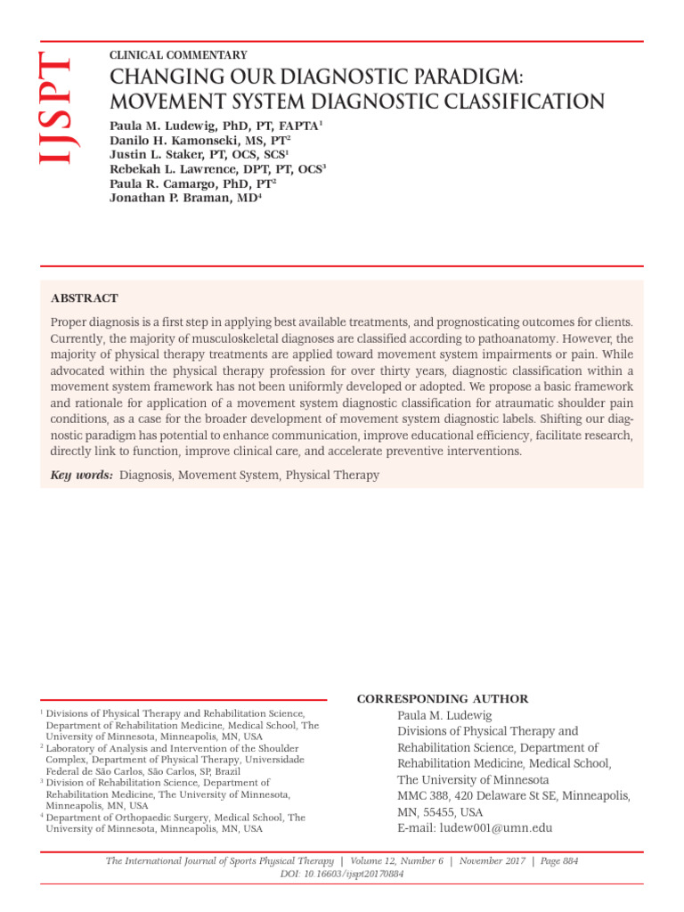 Movement System Diagnostic Classification | PDF | Medical Diagnosis ...