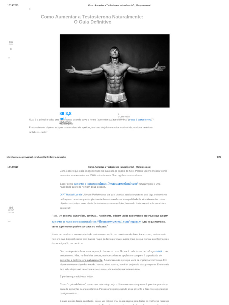 Aumente a Testosterona Naturalmente | PDF | Testosterona | Colesterol