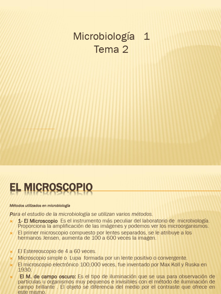 Métodos y Microscopios en Microbiología | PDF | Las bacterias | Tinción