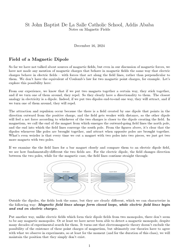Notes | PDF | Magnetic Field | Magnetism