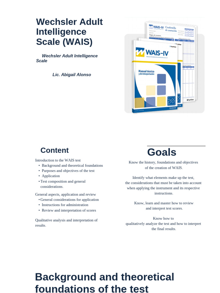 Wechsler Adult Intelligence Scale (WAIS) | PDF | Wechsler Adult Intelligence Scale | Behavioural ...